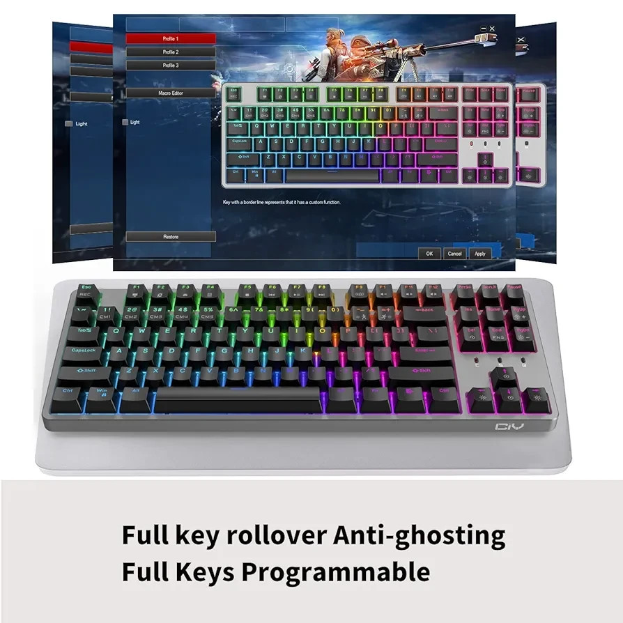 CIY X77 Hot-Swappable RGB Mechanical Keyboard – 87-Key USB-C, Mac ...