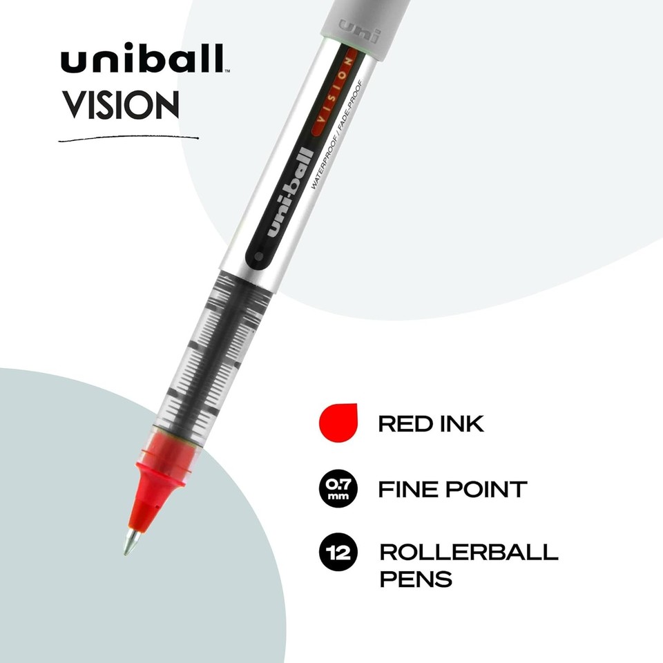 uni-ball uniball Vision Rollerball Pens with 0.7mm 12 Count (Pack of 1 ...