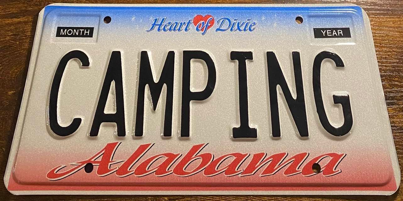 CAMPING Vanity License Plate Alabama Tent RV Camper Van Life Outdoors ...