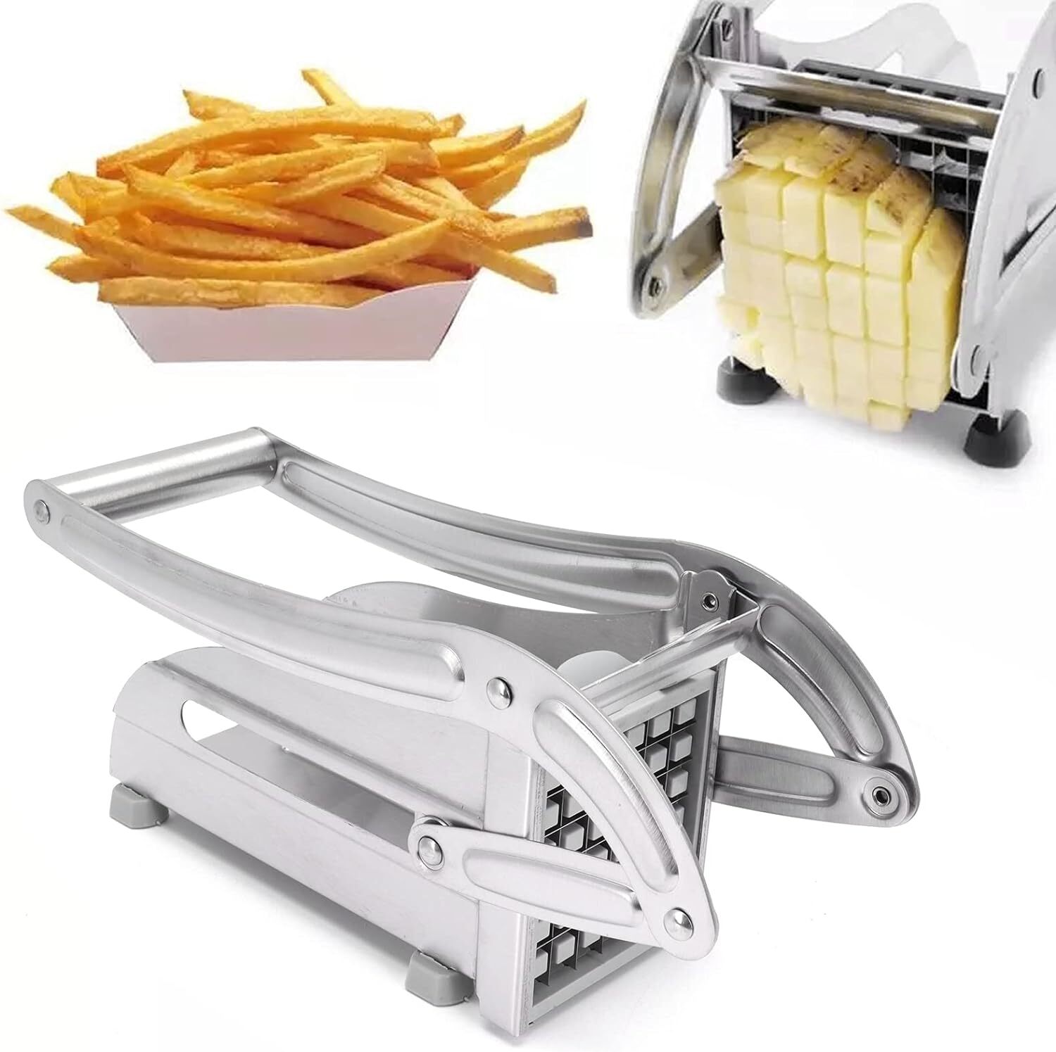 Potato Chipper Chip Chopper Cutter Slicer Maker & 2 Steel Edges 🍟 ...