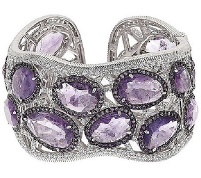 QVC Judith Ripka Sterling 58 ct Amethyst Hinged Cuff Average Bracelet ...