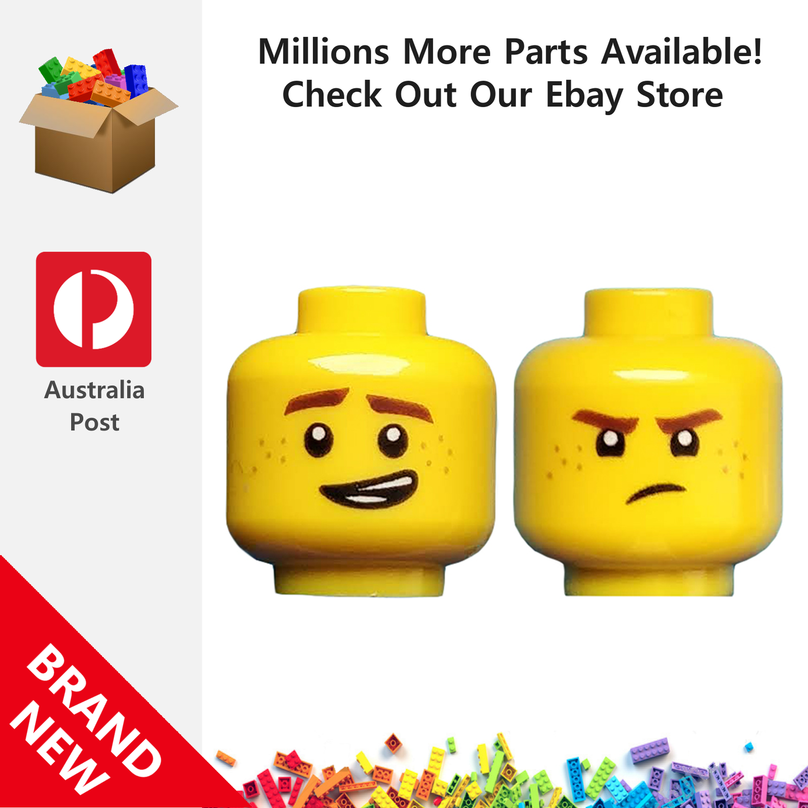 Genuine LEGO™ Yellow Minifigure Head Dual Sided Reddish 3626 6191858 ...