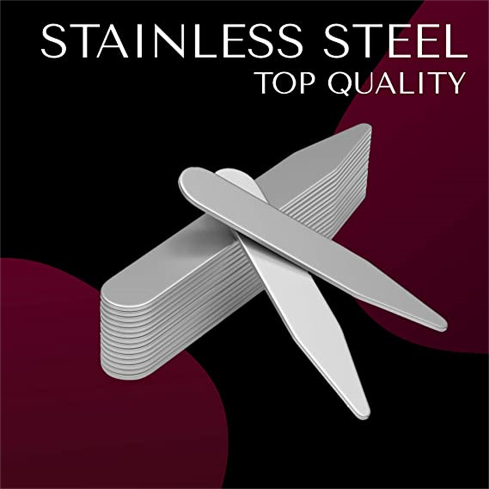 20 Pcs Collar Stays Stainless Steel Stiffener Metal 55Mm 64Mm Long ...