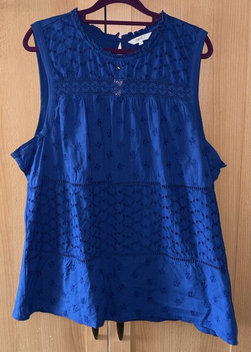 Next Blue High Neck Sleeveless Floaty Top - Size UK 20T | eBay