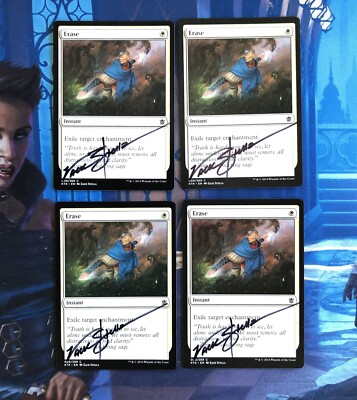 4 x Erase MTG Cards Signed by Artist Zack Stella Khans of Tarkir 2014 ...