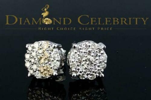 10K Real White Gold Real Diamond 0.60CT Men's/Women's Stud Round ...