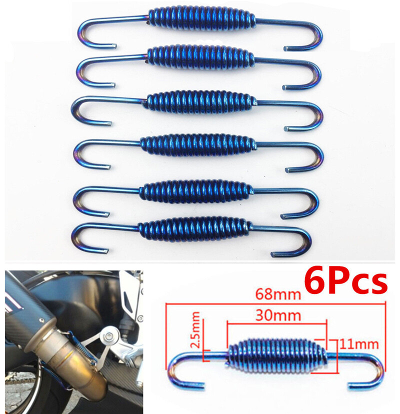 6x Springs Stainless Steel Hook Motorcycle Exhaust Pipe Muffler Hooks ...