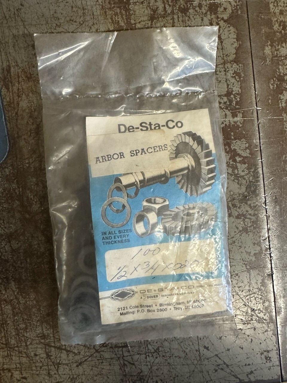 DESTACO Milling Machine Arbor Spacers 1/2" X3/4" X.020" Shim 100 PCS | eBay