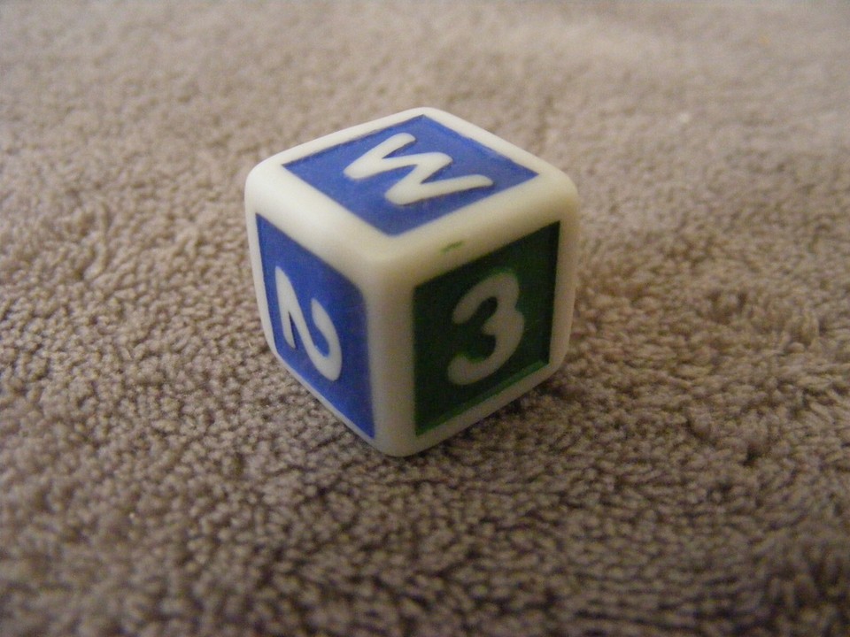 Phase 10 Dice Game REPLACEMENT DIe - Blue & Orange W's, Orange 4, Green ...