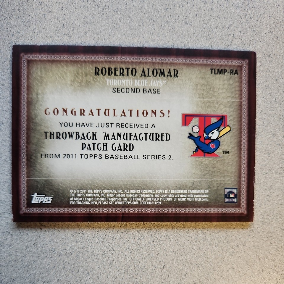Roberto Alomar Toronto Blue Jays Commemorative Patch Card 2011 Topps | eBay
