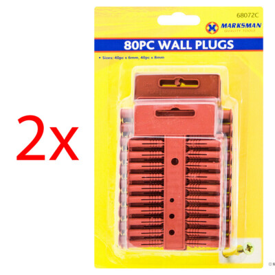 2 X 80PC 6MM 8MM WALL PLUGS SCREW FIXING WALL DRILL EXPANSION BRICK ...