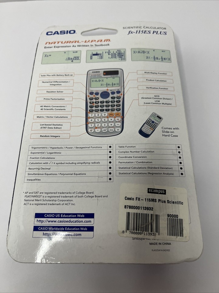 Casio fx-115ES Plus Scientific Calculator Natural Textbook Display New ...