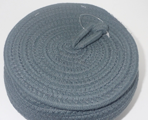 Dark Gray Rope Basket with Lid Woven Cotton Round Pot Shape | eBay