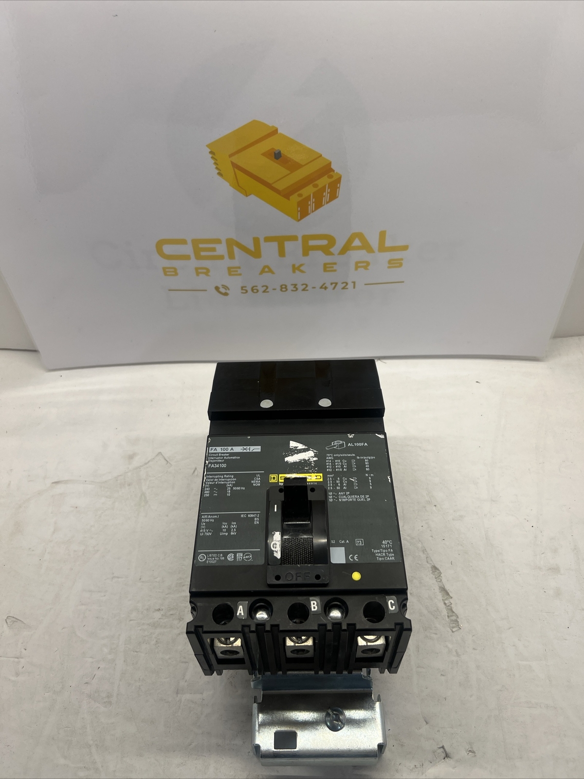 Square D FA34100 100 Amp 3 Pole 480 Volt I-Line Circuit Breaker | eBay
