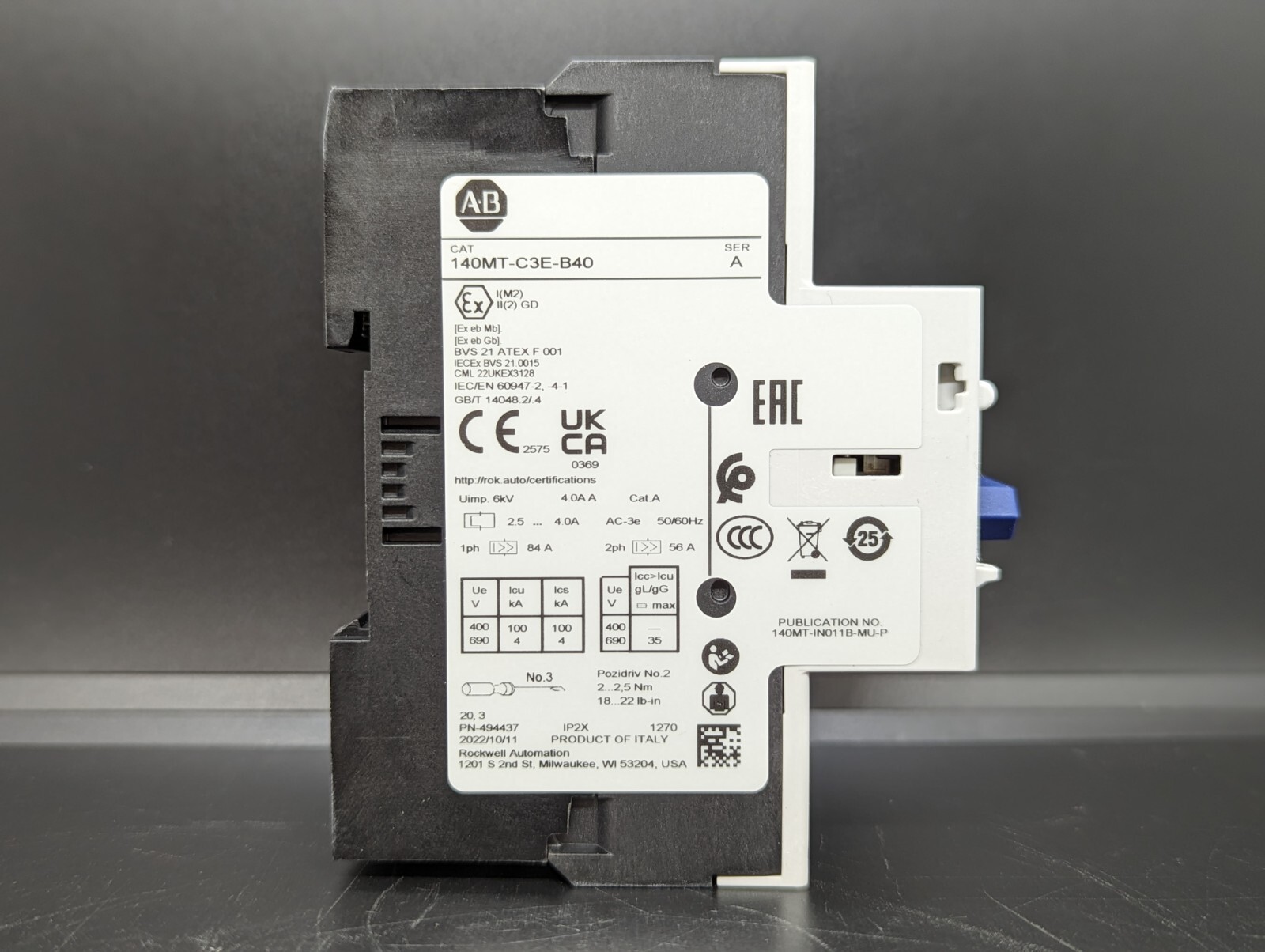 Allen Bradley 140MT-C3E-B40 2.5-4A MPCB Frame Size C New In Box USA | eBay