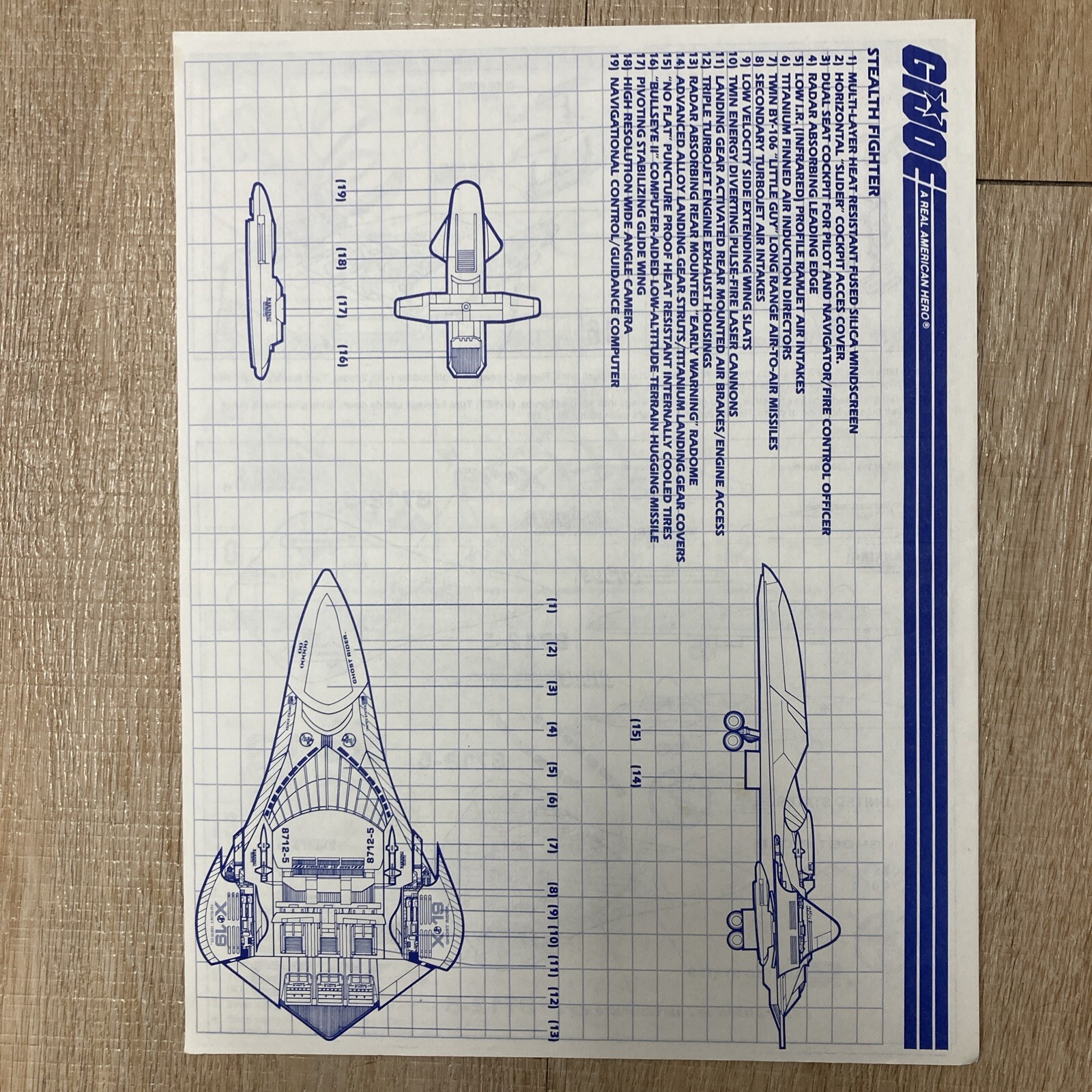 Hasbro 1988 Phantom X-19 Stealth Fighter Instructions, blueprints, G.I ...