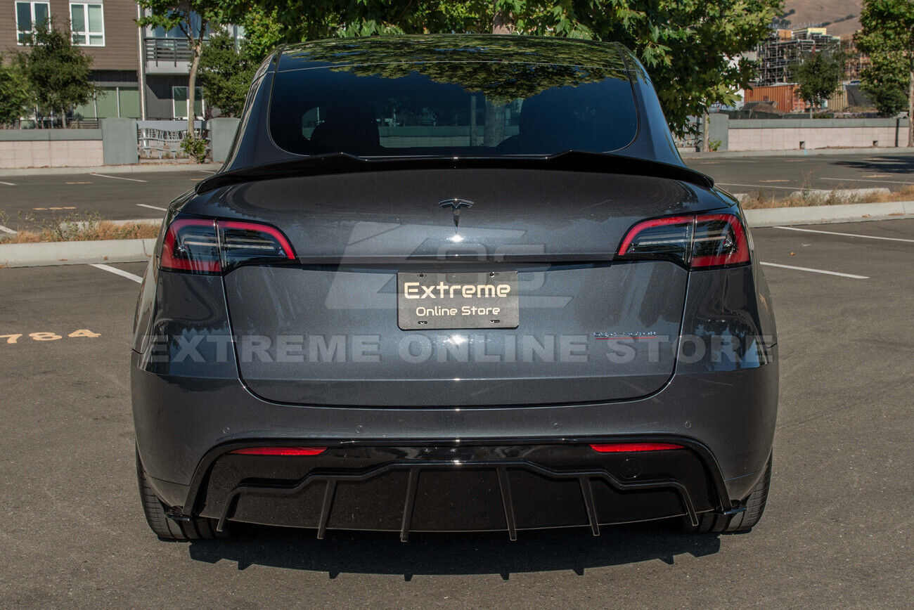 Rear Bumper Diffuser For 20-24 Tesla Model Y Glossy Black Track Style ...