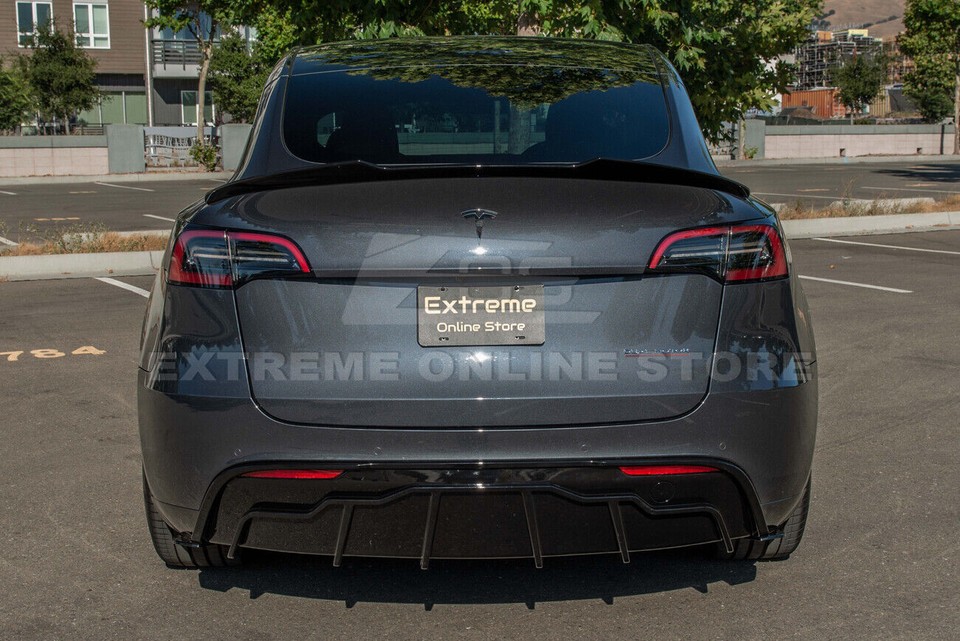 Rear Bumper Diffuser For 20-24 Tesla Model Y Glossy Black Track Style ...