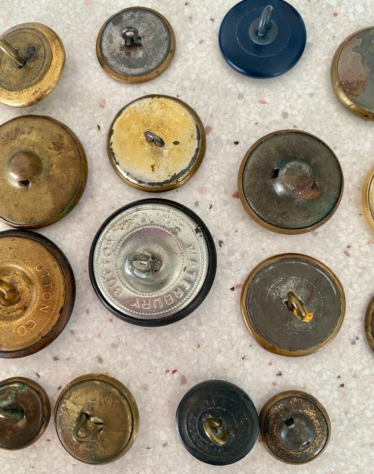 Lot of 24 Antique Military Buttons Foreign USA USMC Navy German French ...