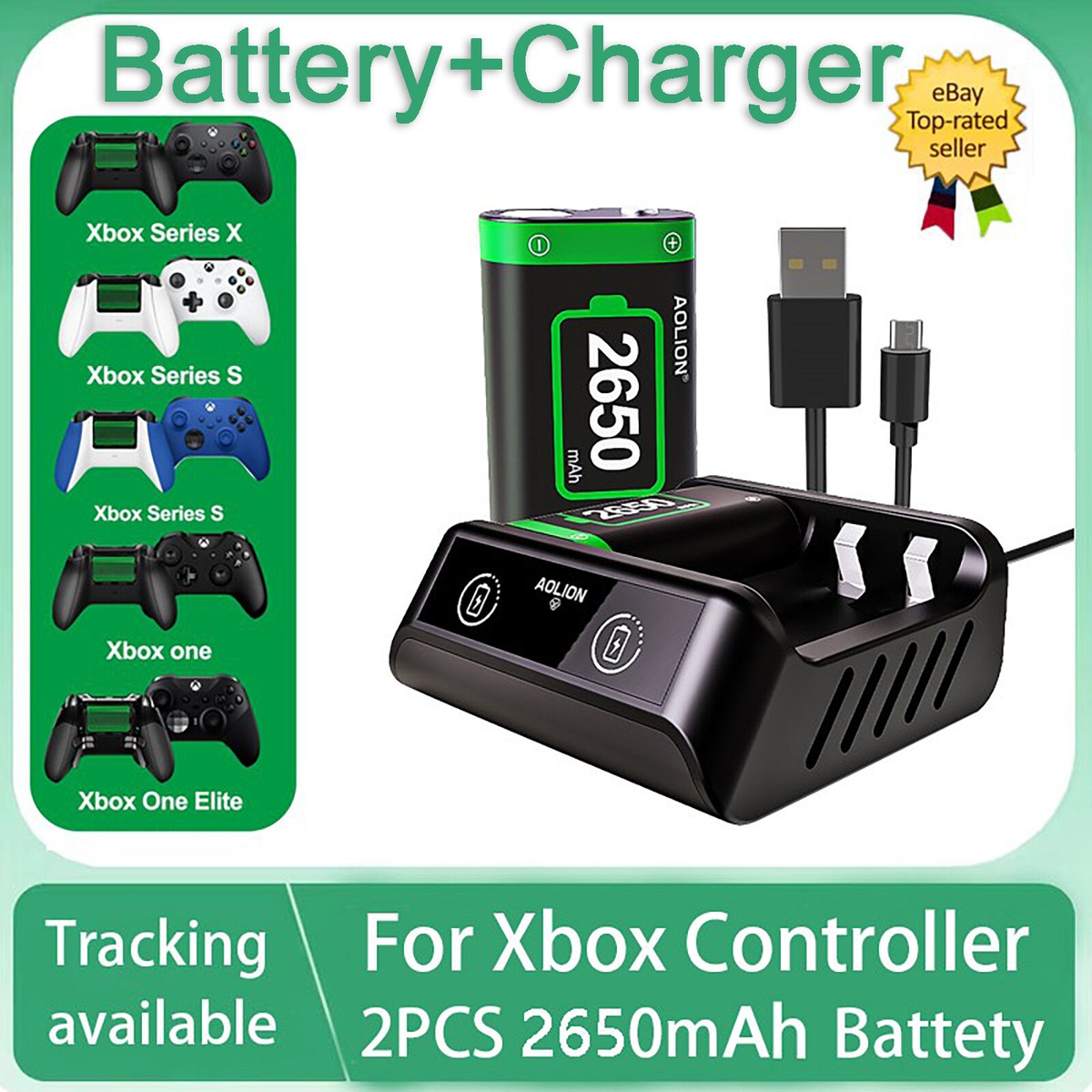 Xbox One Controller Battery Charger SWANPOW Fast Charging 2x2600mAh