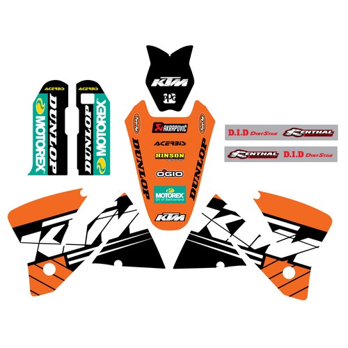 KTM Orange Factory Graphics Decals Kit For EXC 250 300 350 400 520 2001 ...