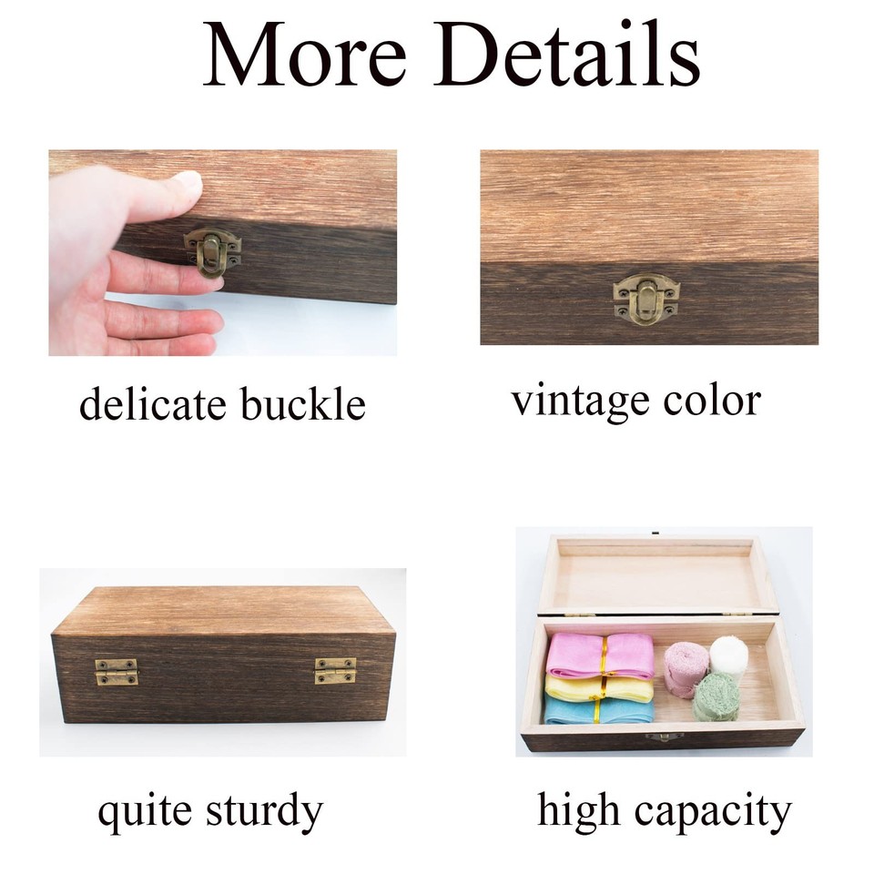 Wood Storage Box with Lid Solid Wood Container Box Decorative Table ...