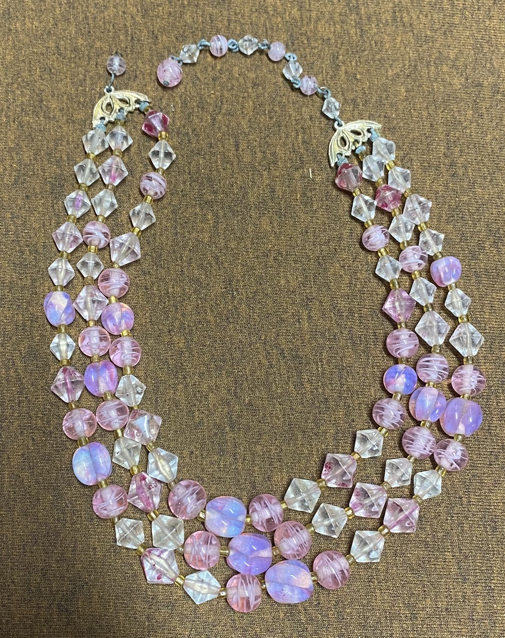 Vintage Pink Art Glass & Iridescent Moonglow Lucite B… - Gem