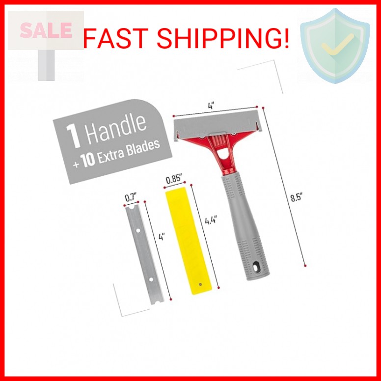 Bates- Razor Blade Scraper, 4" Scraper Tool with 10 Extra Scraper ...