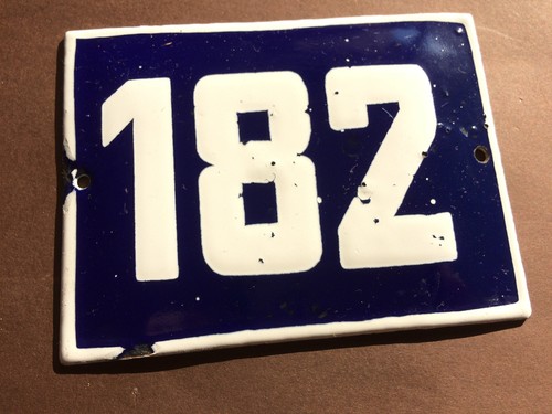 ANTIQUE VINTAGE ENAMEL SIGN HOUSE NUMBER 182 BLUE DOOR GATE STREET SIGN ...