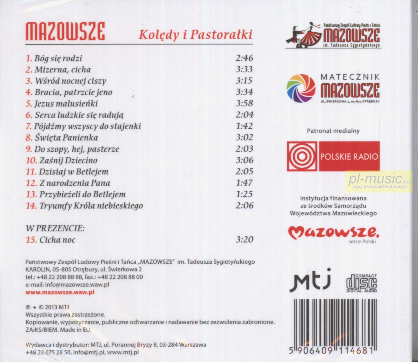 > MAZOWSZE - KOLEDY i PASTORALKI / carols,pastorals,christmas CD digi ...