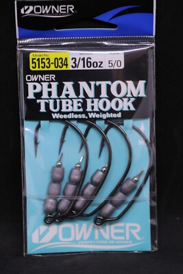 Owner Phantom Tube Hook Size 5/0 - Weight 3/16 oz - Pack of 4 Bass Jig ...