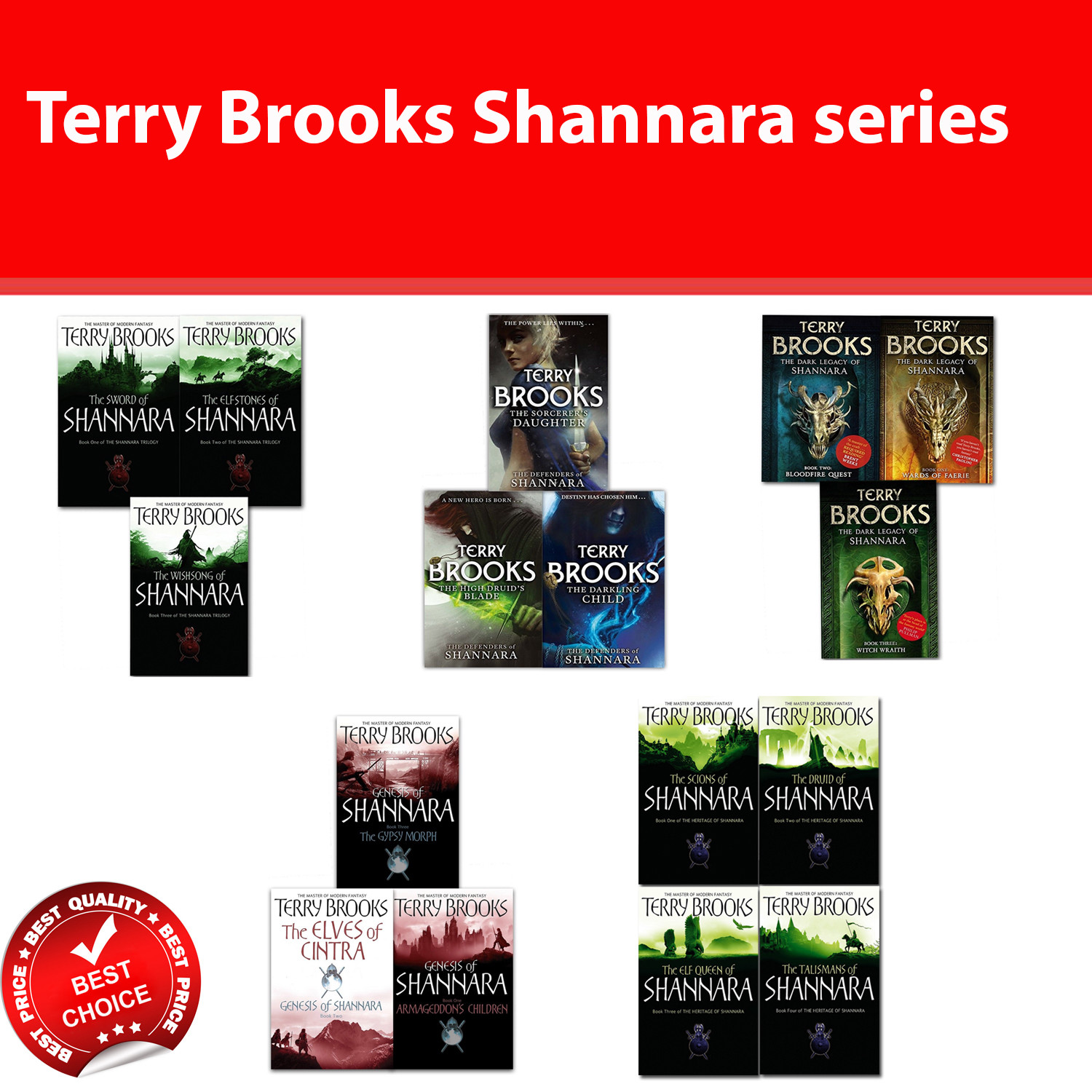 Terry Brooks books Shannara Series Defenders, Heritage, Dark Legacy ...