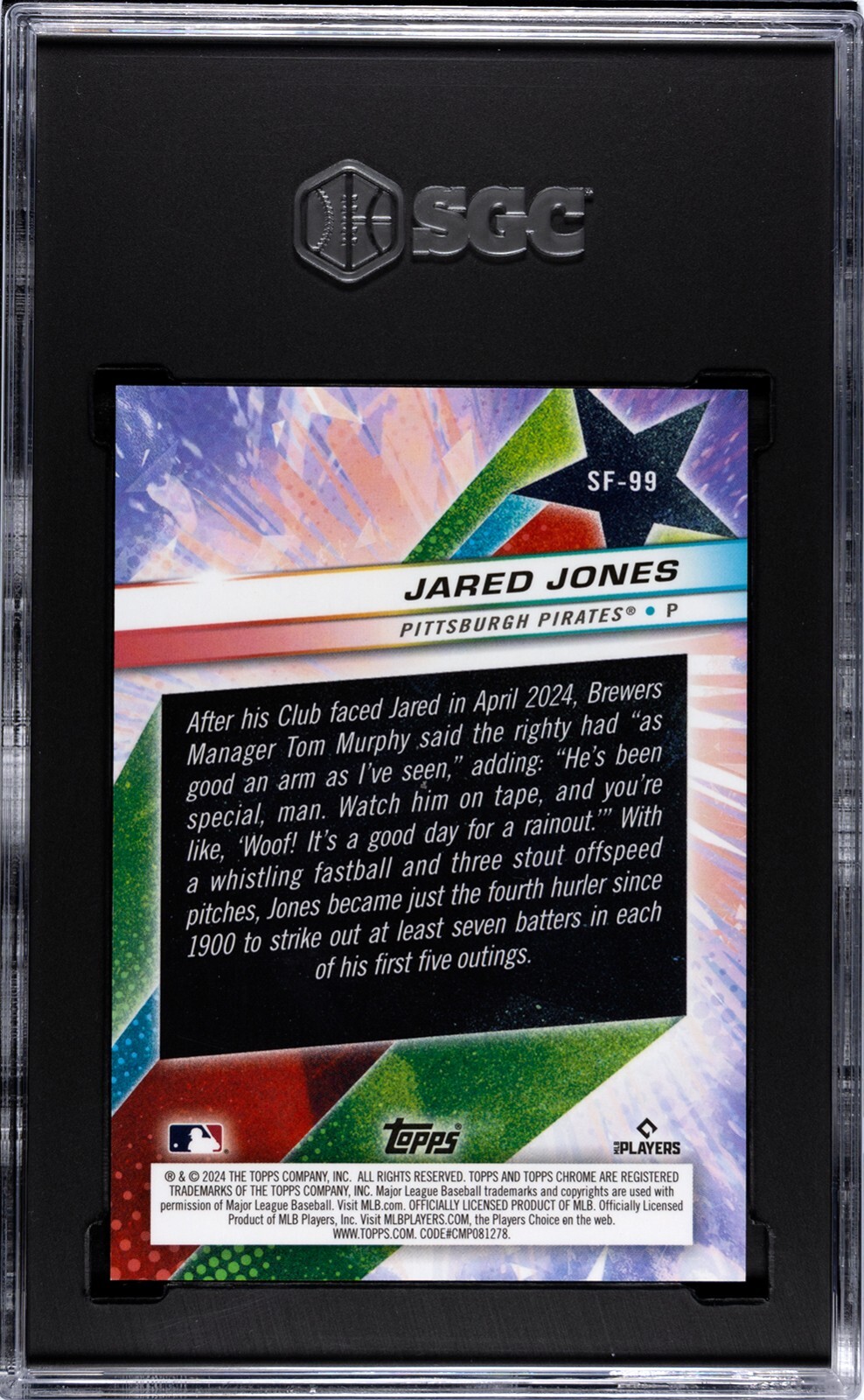 2024 Topps Cosmic Chrome Starfractor #SF-99 Jared Jones RC 10/10 Black ...