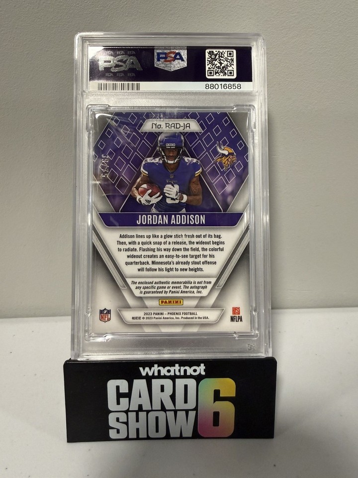 2023 Panini Phoenix Jordan Addison #RAD-JA Prime Yellow /75 (AU, MEM ...