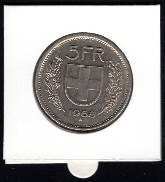 Coin Switzerland 1968, 5 Fr-Helvetica Copper-Nickel - Co2212-169 | eBay