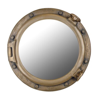 20" Antique Brass Finish Porthole Mirror Nautical Round Wall Mount ...