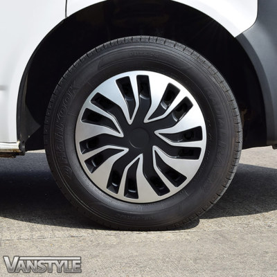 16" Fast Van 16 Inch Wheel Trim Set Trims Hub Cap Covers Black Silver ...