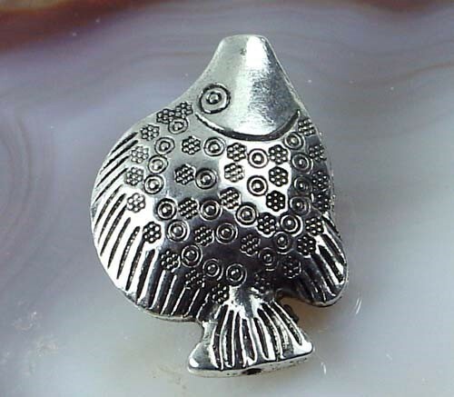1 Antique Silver Pewter Fish Focal Bead 38x27mm | eBay