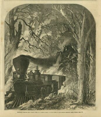 RAILWAY LOCOMOTIVE FEARFUL PERIL AT CEDAR SWAMP ON THE EASTERN RAILROAD ...