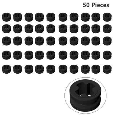 50 BLACK lego compatible Technic Bush 1/2 Smooth with Axle Hole (32123 ...