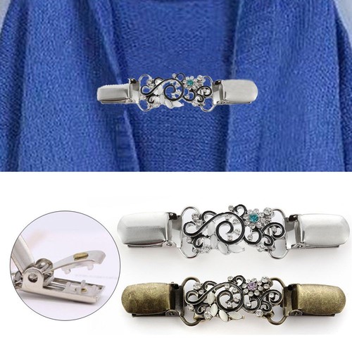 Retro Crystal Cardigan Clip Sweater Blouse Pin Duck Clip Clasps Shawl ...