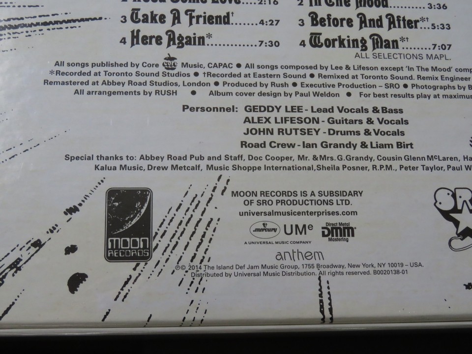 Rush Rediscovered Self-Titled 40th Anniversary 200g LP Box Set 2014 New ...