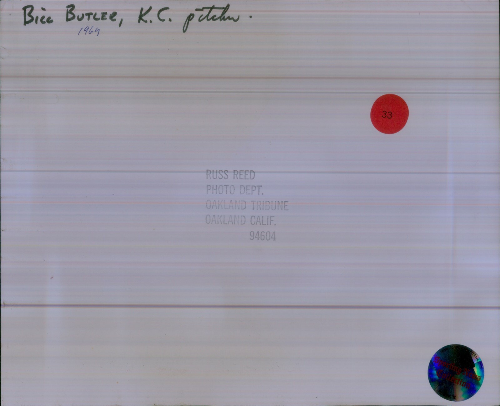 LG838 1969 Orig Russ Reed Photo BILL BUTLER Kansas City Royals Baseball ...