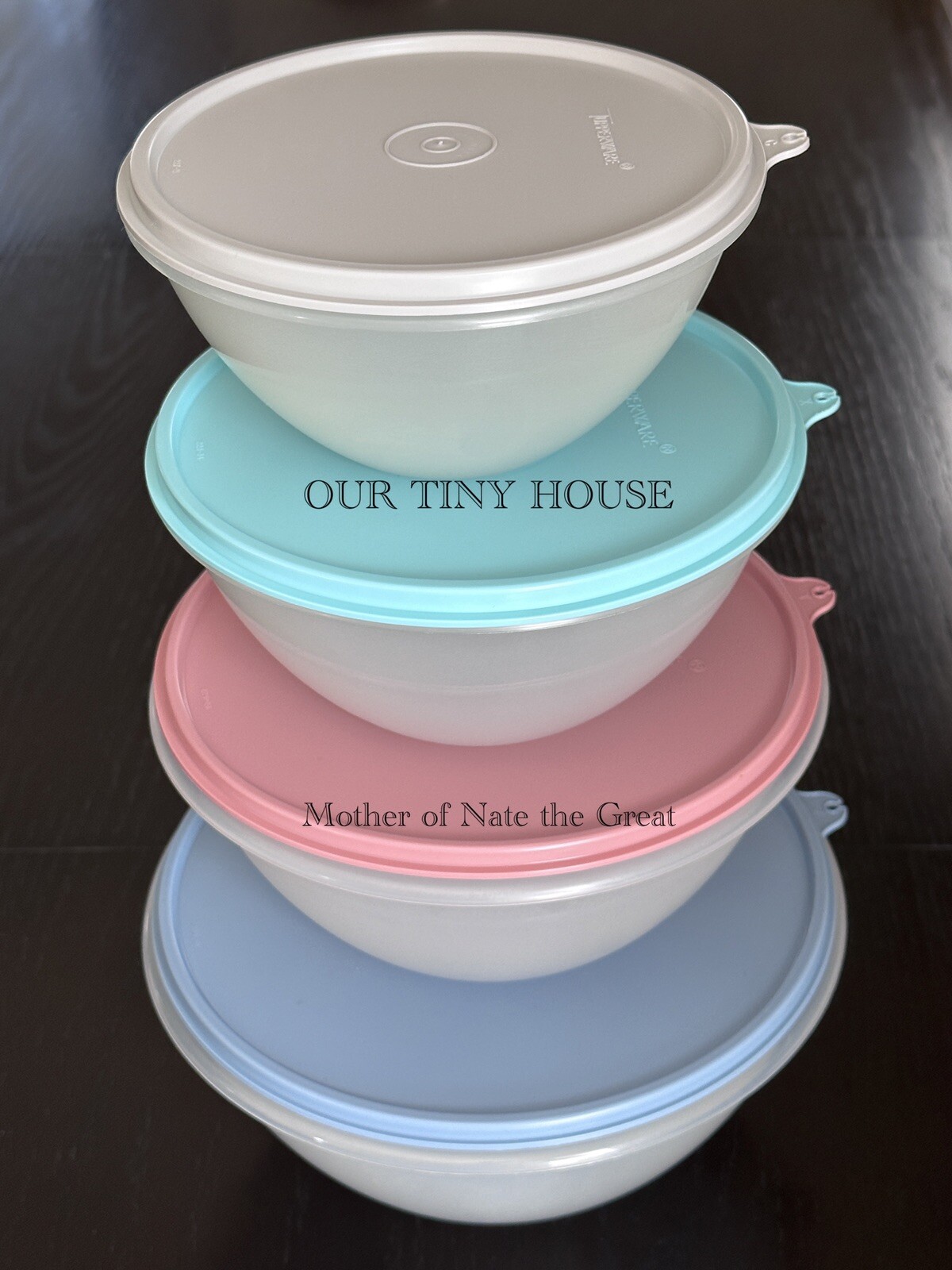 Vintage Tupperware Wonderlier Bowls Set Country Pastels Pink Blue Mint ...