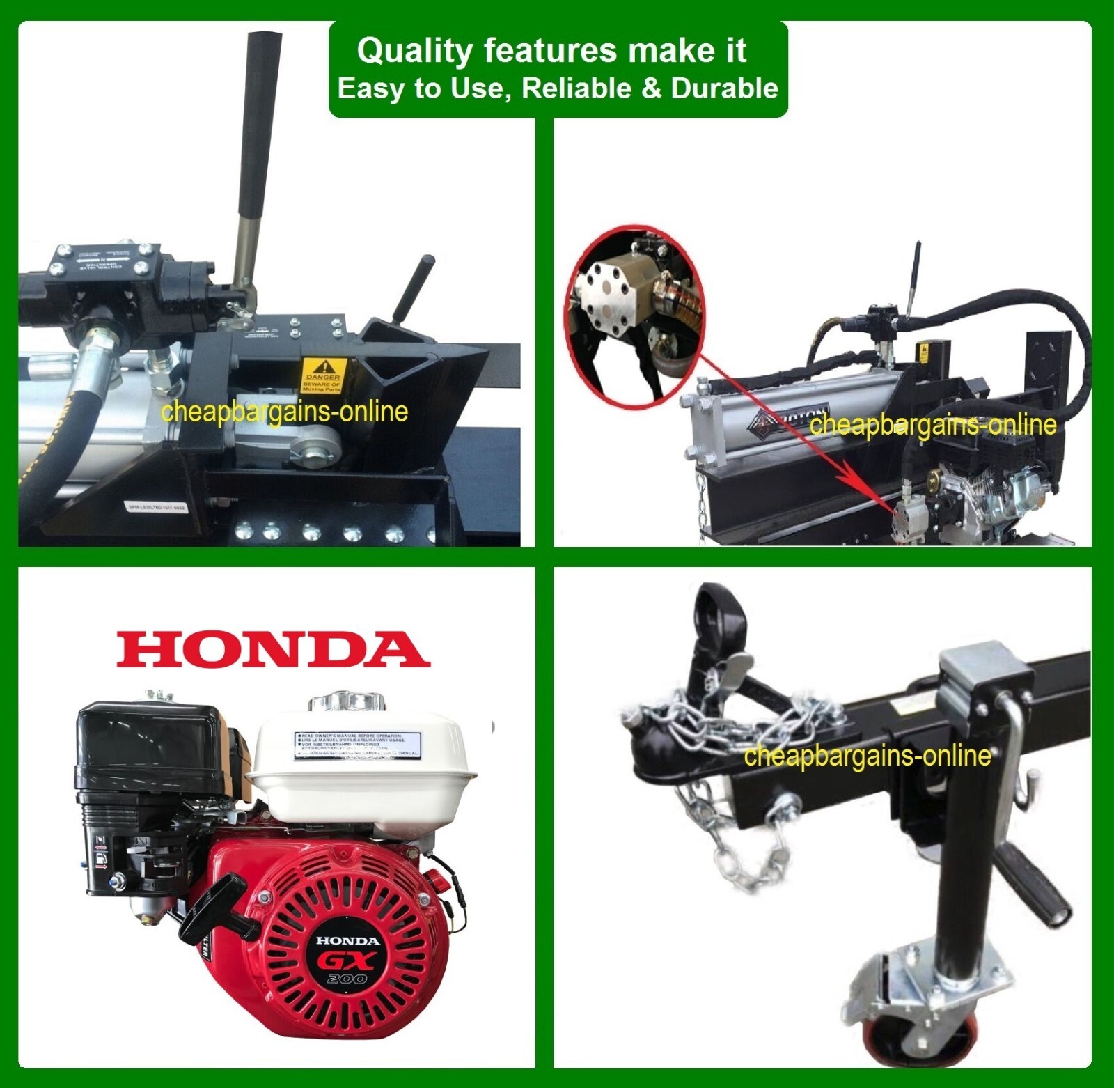 30 TON LOG SPLITTER HONDA ENGINE HYDRAULIC WOOD SPLITTER HORIZONTAL ...