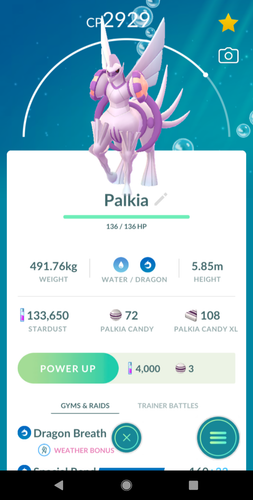 Pokémon Go - Palkia with Special Rend !! | eBay UK