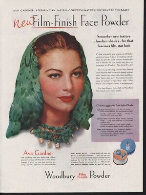 1945 WOODBURY FILM FINISH POWDER MAKE UP AVA GARDENER ACTOR BEAUTY STAR ...