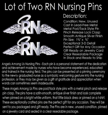 TWO RN NURSE LAPEL PINS MEDICAL AWARD GRADUATE NURSING SCHOOL MEDAL ...