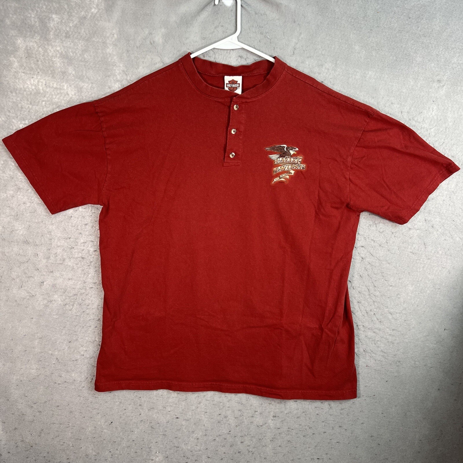 Vintage 2000s Harley Davidson Motorcycles Henley T Sh… - Gem