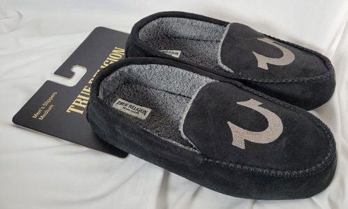 True Religion Men's Slippers Medium 9-10 Black with Horseshoe Logo FREE ...